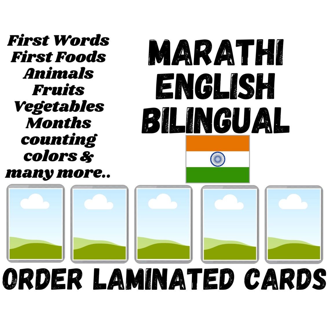 Marathi Flash Cards Printed Laminated Flashcards in Marathi - Etsy
