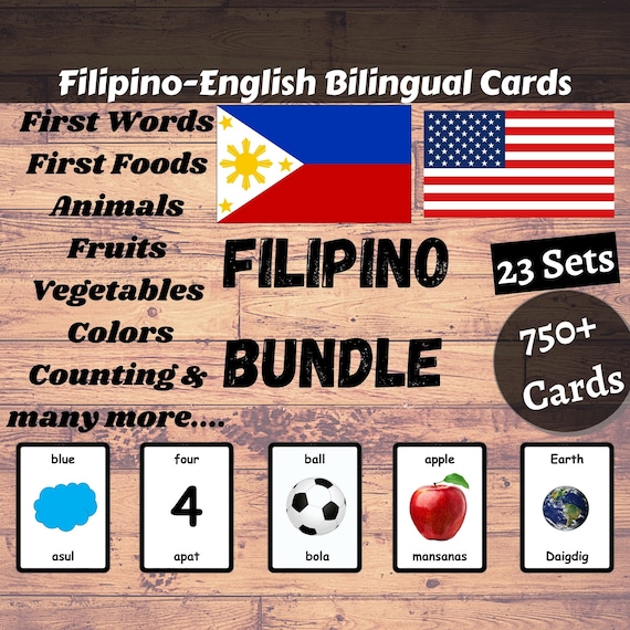 FILIPINO Flash Cards BUNDLE Tagalog English Bilingual Cards - Etsy UK