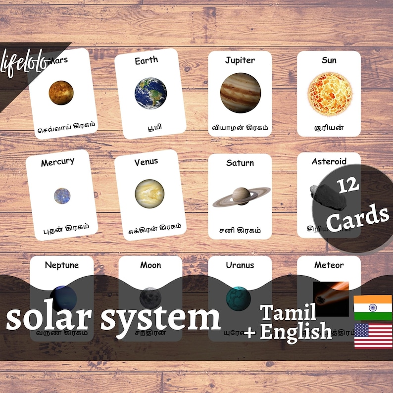 Solar System - TAMIL Flash Cards | Montessori Cards | Tamil Printable ...