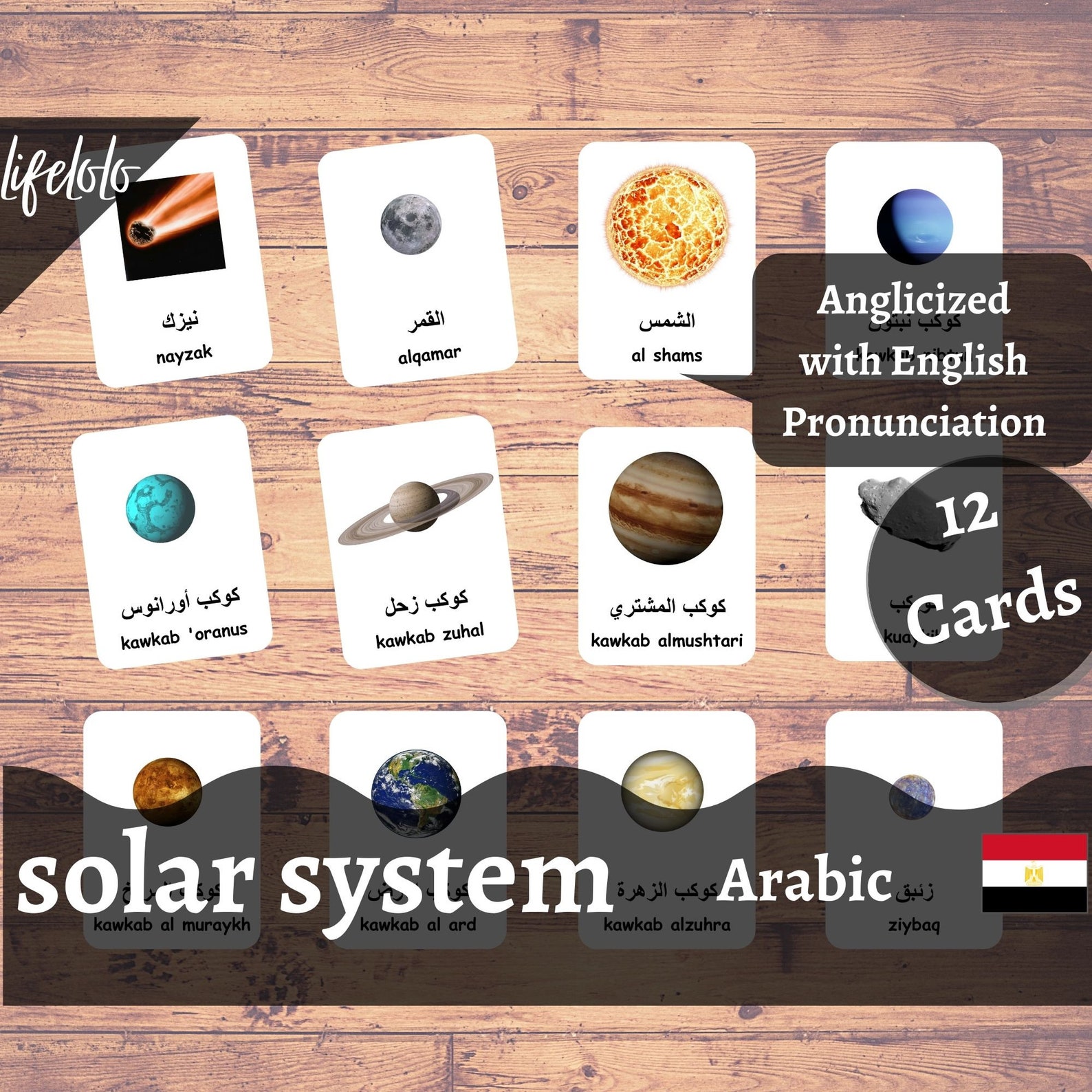 Solar System - ARABIC Flash Cards | Montessori Cards | Arabic Printable ...