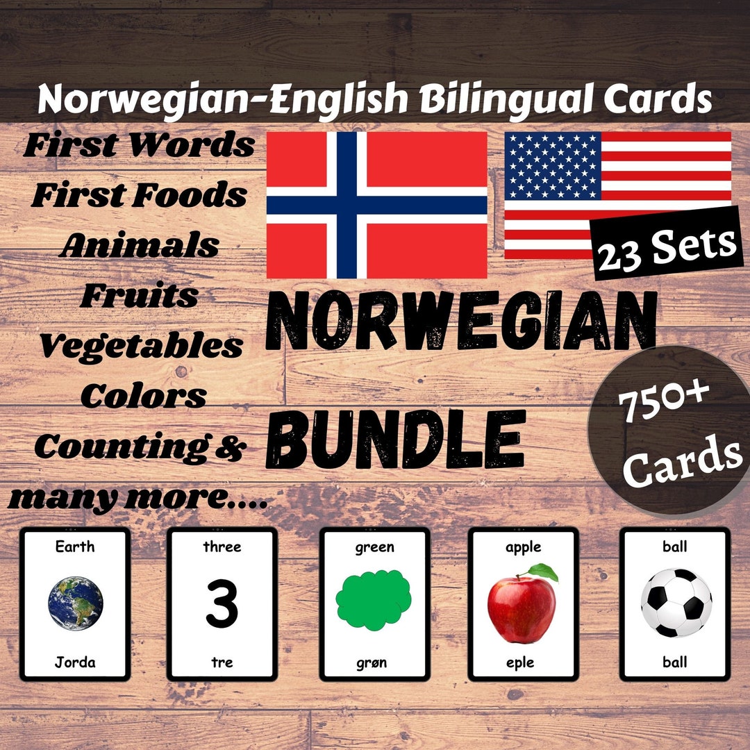 NORWEGIAN Flash Cards BUNDLE - Norwegian English Bilingual Cards ...