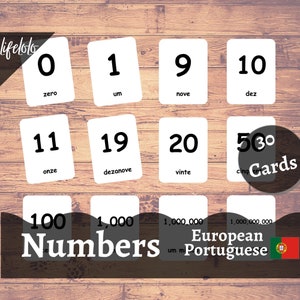 Numbers in Portuguese (30 Cards) - Portuguese Flash Cards | Montessori ...