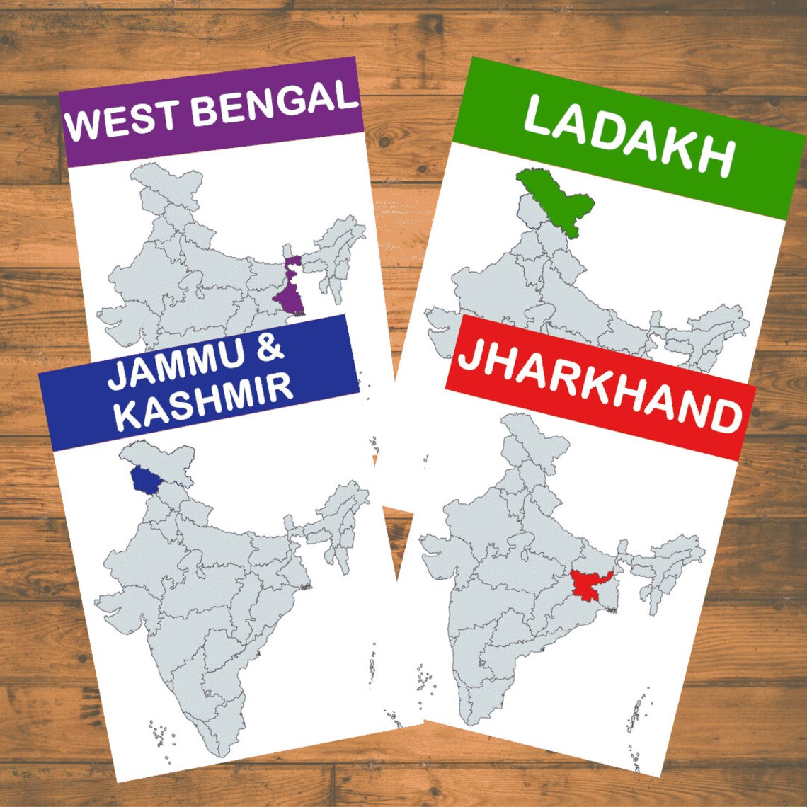 India Map 36 Flash Cards States of India Map of India With | Etsy