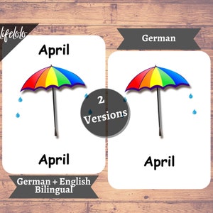 Months of the Year GERMAN Flash Cards, 12 Bilingual Cards, Montessori ...