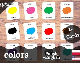 Colors HUNGARIAN Version - English Bilingual Cards | 12 Hungarian Flash ...