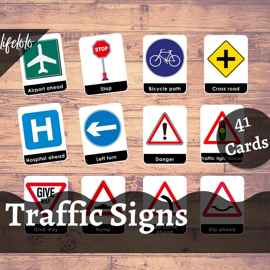 Traffic Signs | 41 Flash Cards | Montessori Cards, Three Part Cards ...
