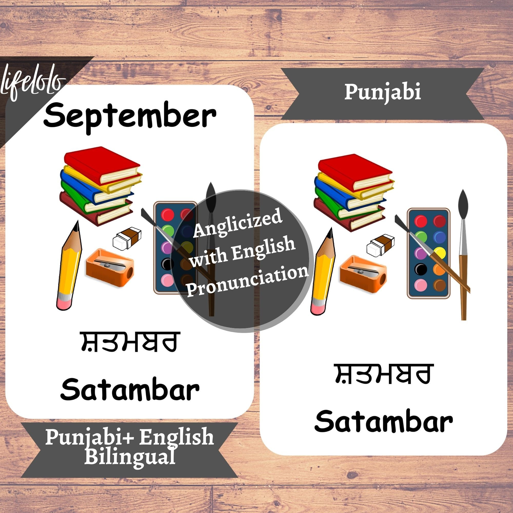 Months of the Year PUNJABI Flash Cards 12 Bilingual Cards - Etsy Canada