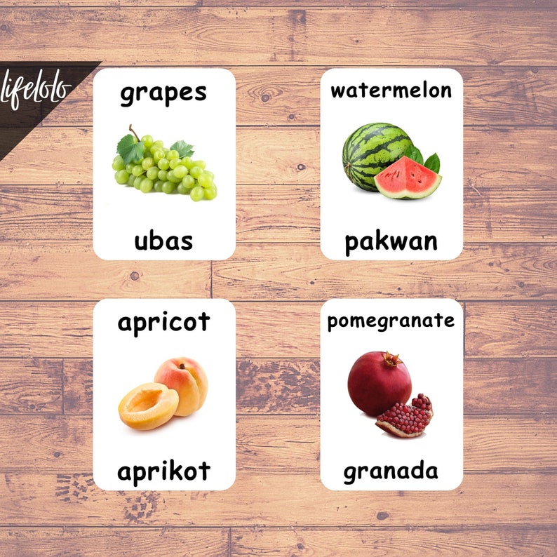 Filipino Fruits English Bilingual Cards Tagalog Flash Cards - Etsy