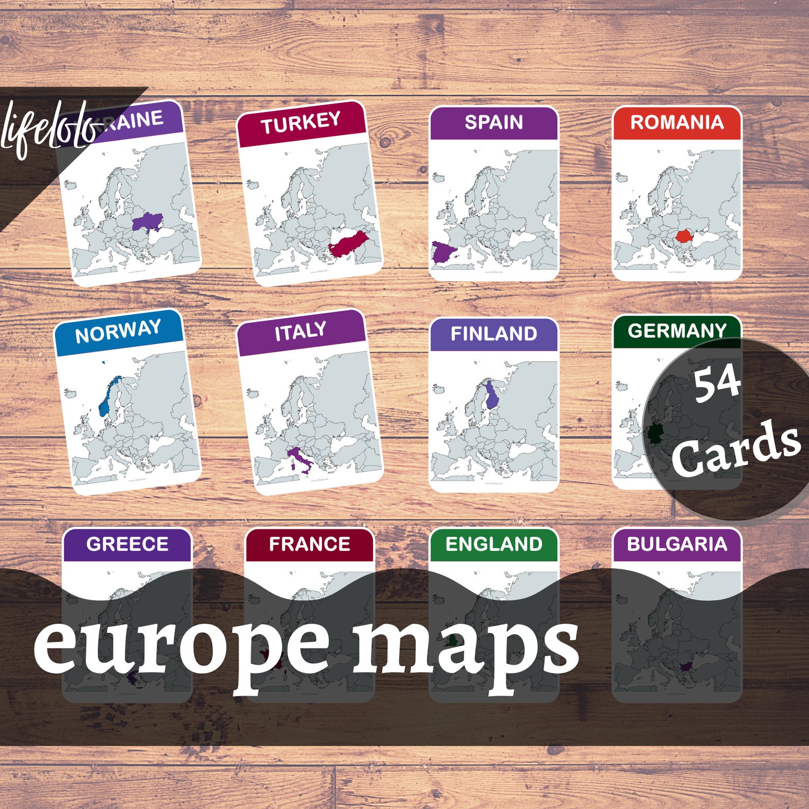 EUROPE Maps Flash Cards 54 Nomenclature Cards Montessori - Etsy
