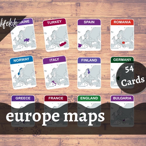 EUROPE Maps Flash Cards 54 Nomenclature Cards Montessori - Etsy
