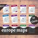 EUROPE Maps Flash Cards, 54 Nomenclature Cards, Montessori Materials ...