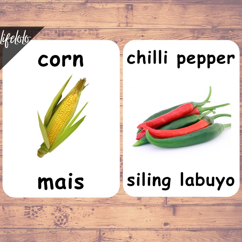 Filipino Vegetables Flash Cards English Bilingual Cards | Etsy