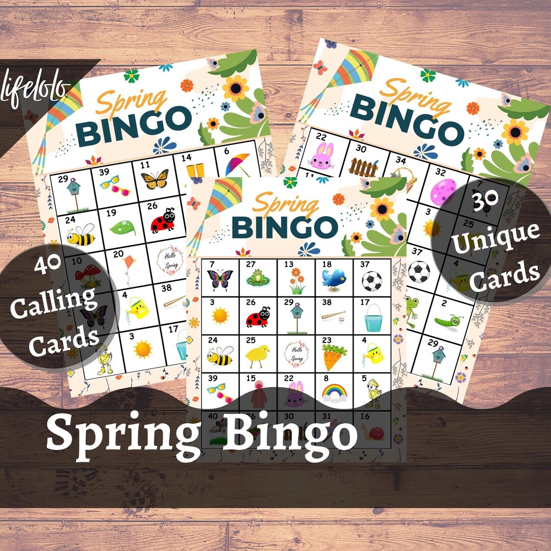 Spring Bingo Game, Spring Games, Bingo Cards for Kids, Virtual Spring ...