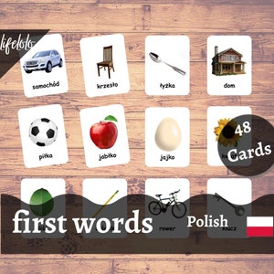 First Words POLISH Version - English Bilingual Cards | 48 Flash Cards ...
