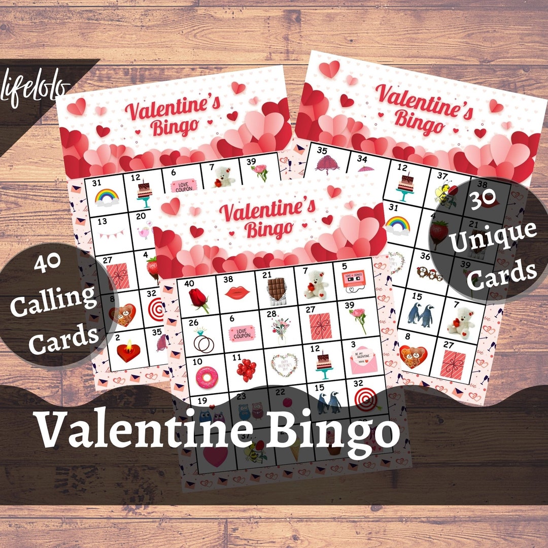 Printable Valentine Bingo Game, School Valentine Party Games, Valentine ...