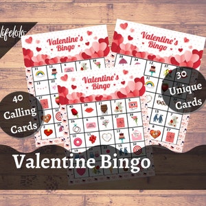 Printable Valentine Bingo Game, School Valentine Party Games, Valentine ...
