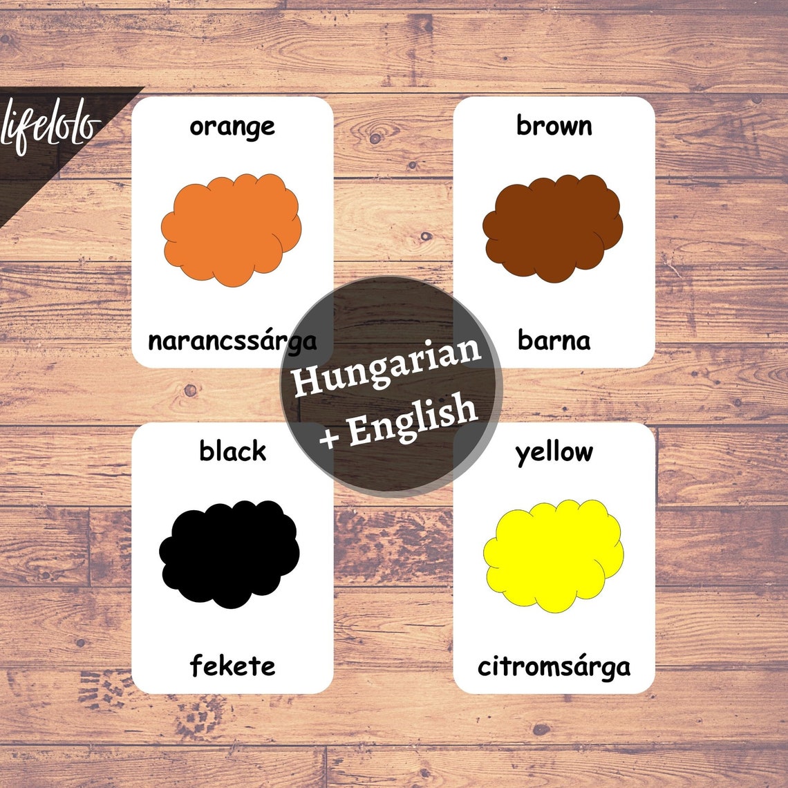 Colors HUNGARIAN Version English Bilingual Cards 12 - Etsy