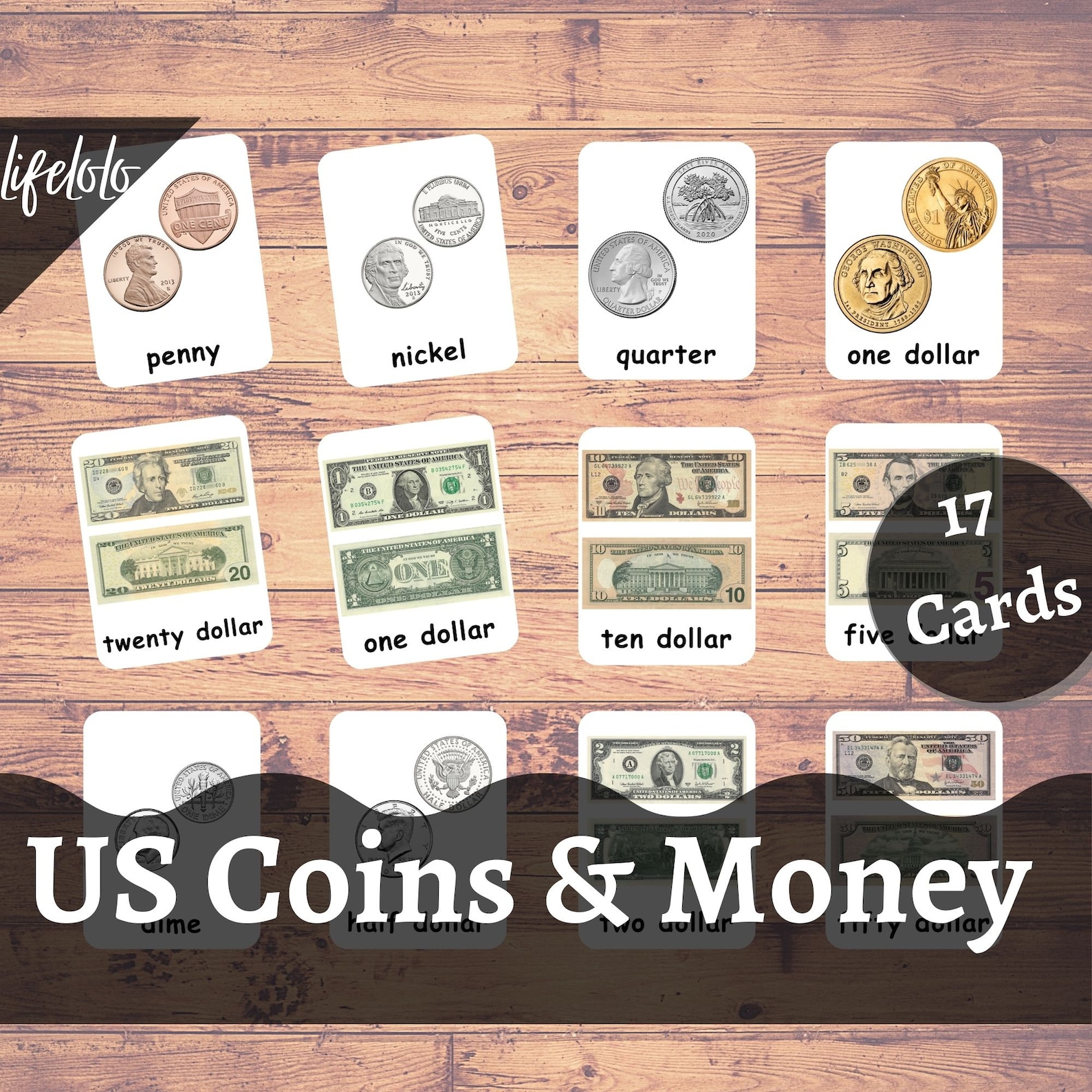 Money Flash Cards 17 Montessori Cards US Coins Memory - Etsy