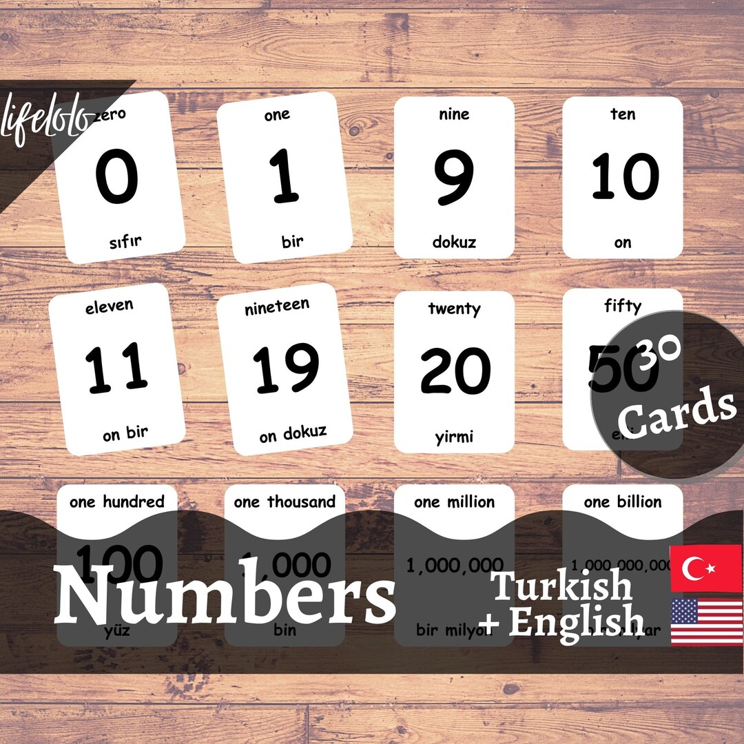 Numbers in Turkish (30 Cards) - Turkish Flash Cards | Montessori Math ...