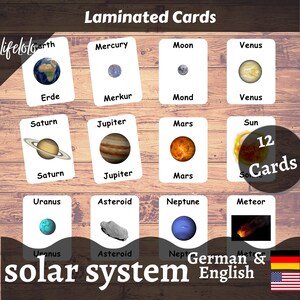 Printed Laminated Cards | Solar System Flash Cards | Bilingual Flash ...