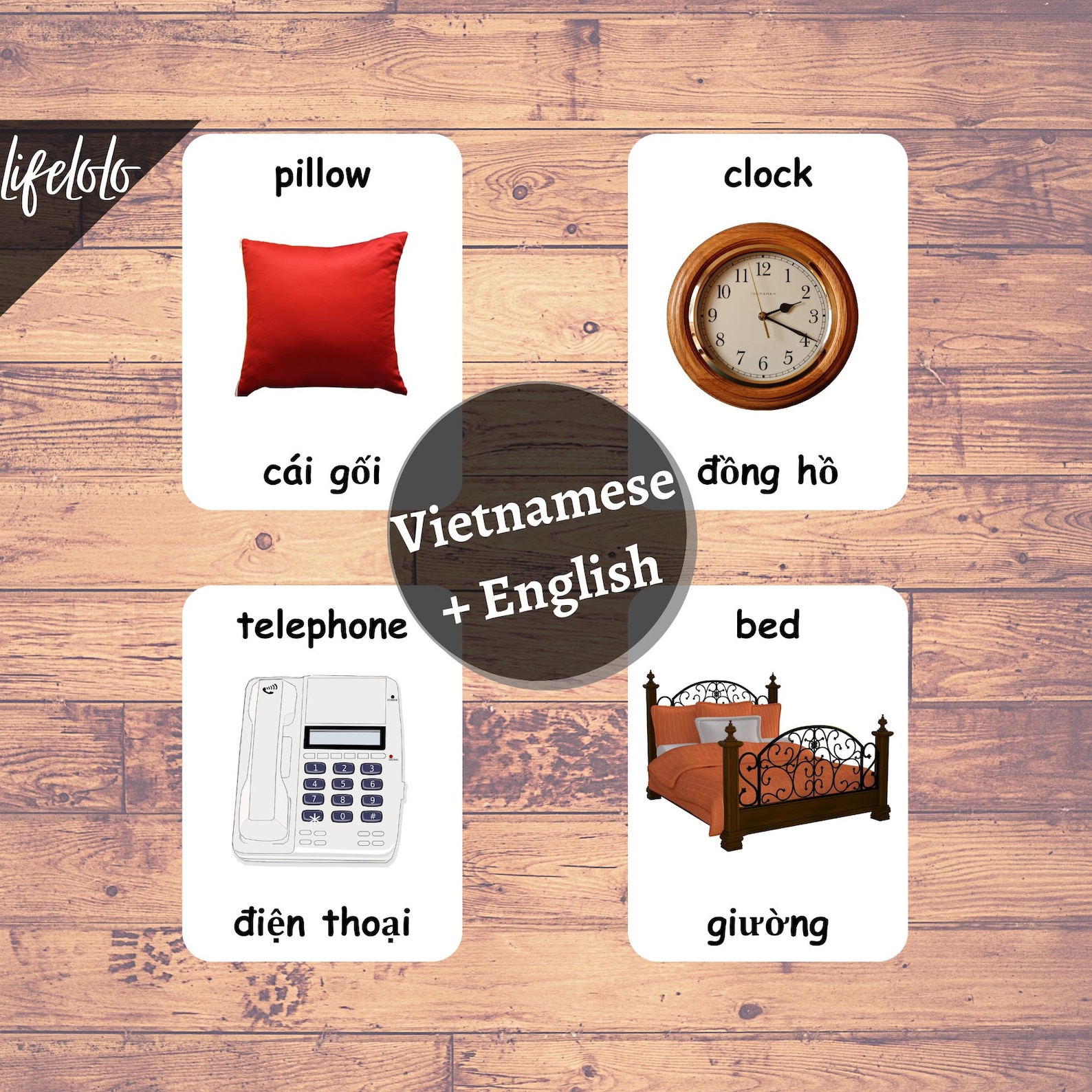 Household Items Vietnamese Flash Cards English Bilingual | Etsy