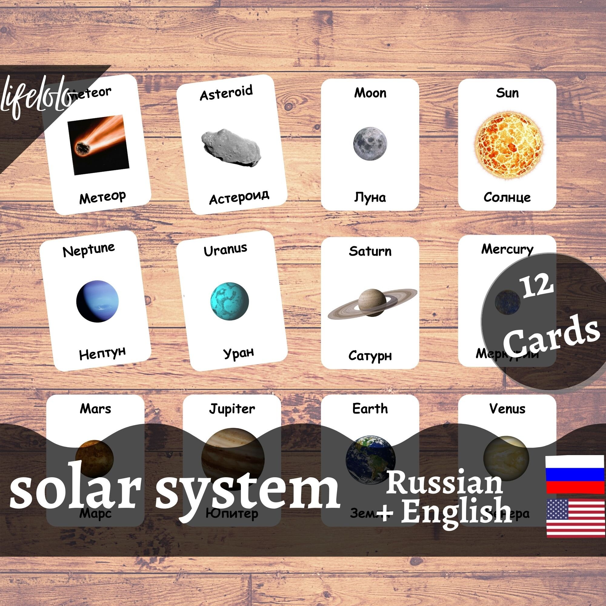 Solar System - RUSSIAN Flash Cards | Montessori Cards | Russian ...