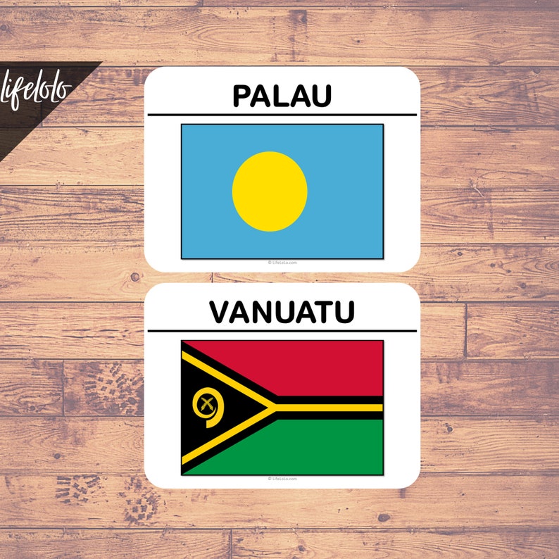 AUSTRALIA OCEANIA FLAGS 14 Nomenclature Cards Montessori | Etsy