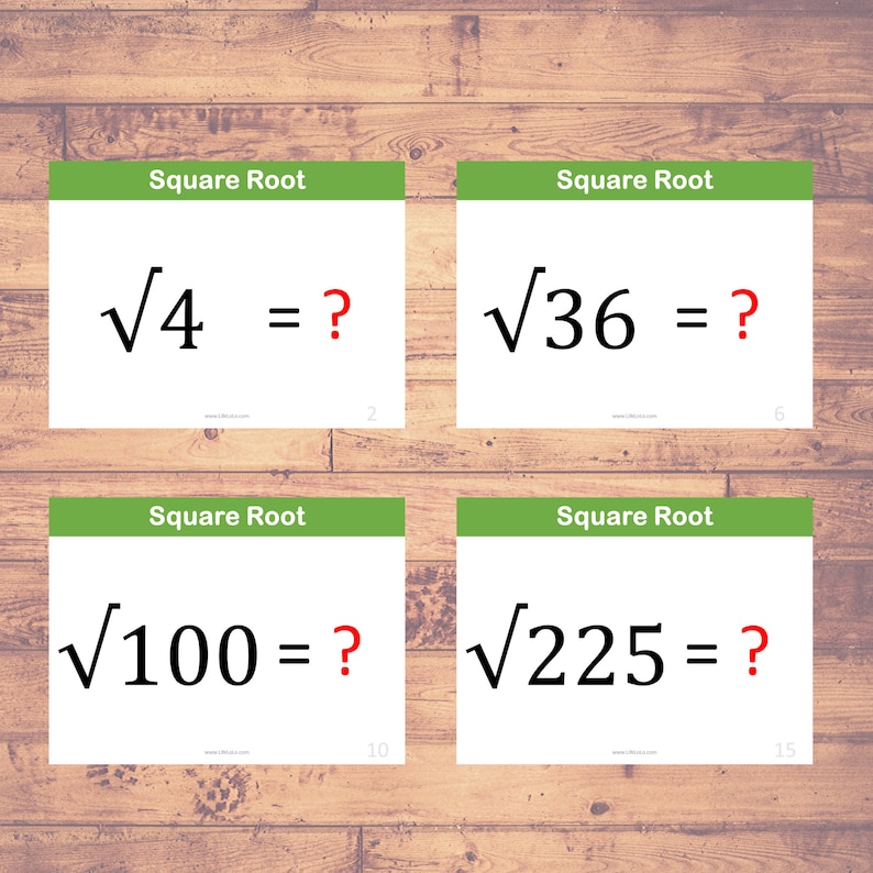 Square Root (20 Cards)- Flashcards | Homeschooling | Math | Educational ...