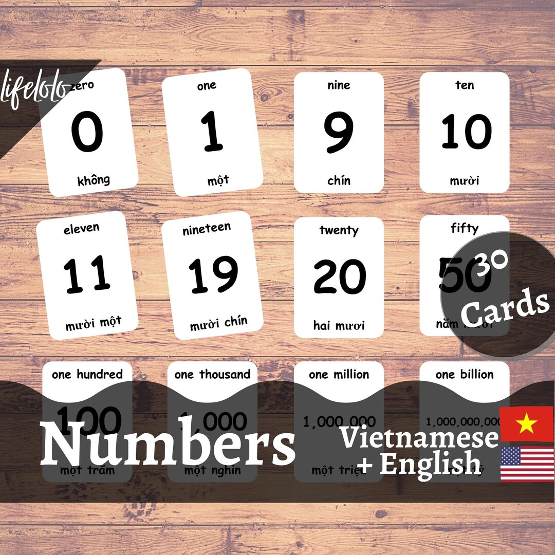 Numbers in Vietnamese (30 Cards) - Vietnamese Flash Cards | Montessori ...