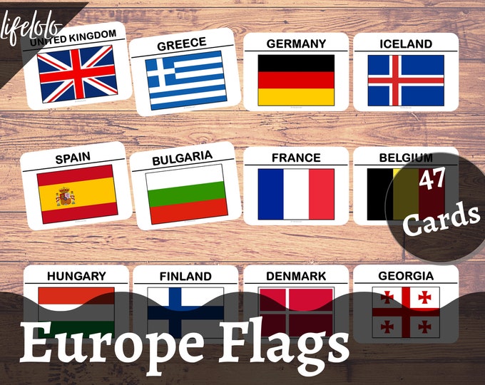 Europe Flags Flash Cards 47 Nomenclature Cards Montessori - Etsy
