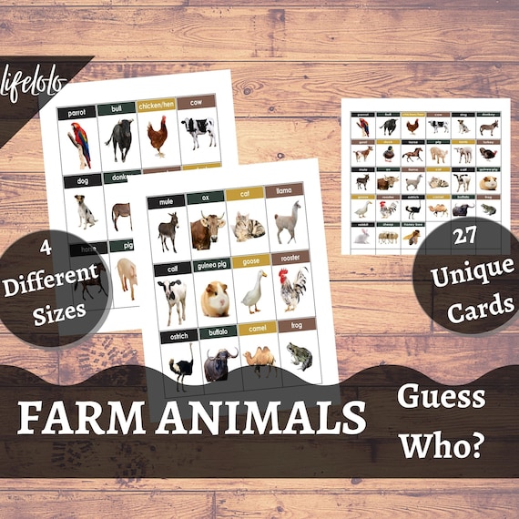 Farm Animals Guess Who Printable Template Printable Guess - Etsy
