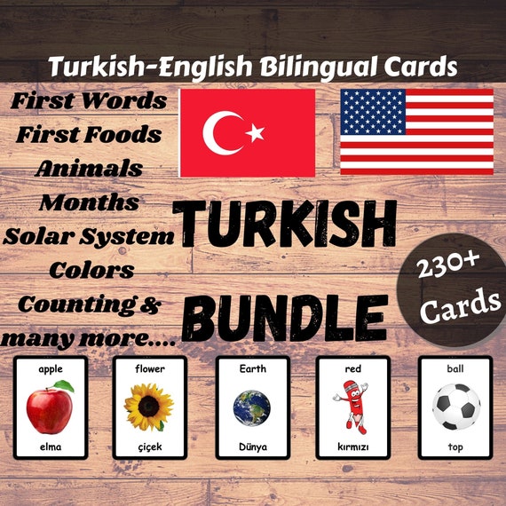 TURKISH Flash Cards BUNDLE Turkish English Bilingual Cards | Etsy
