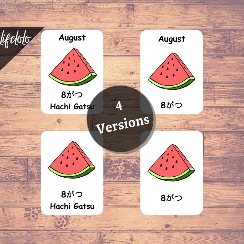 Months of the Year JAPANESE Flash Cards 12 Bilingual Cards | Etsy