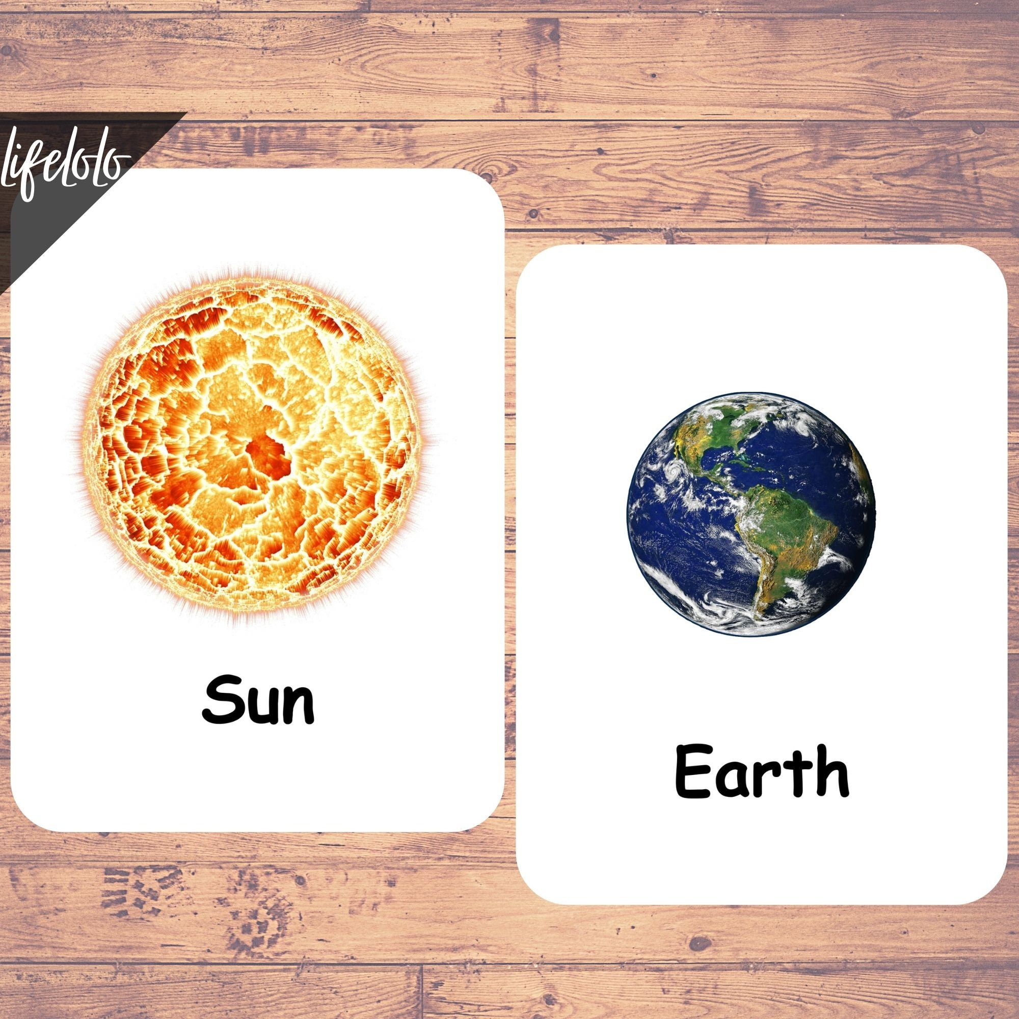 Solar System Flash Cards Montessori Cards Planets | Etsy