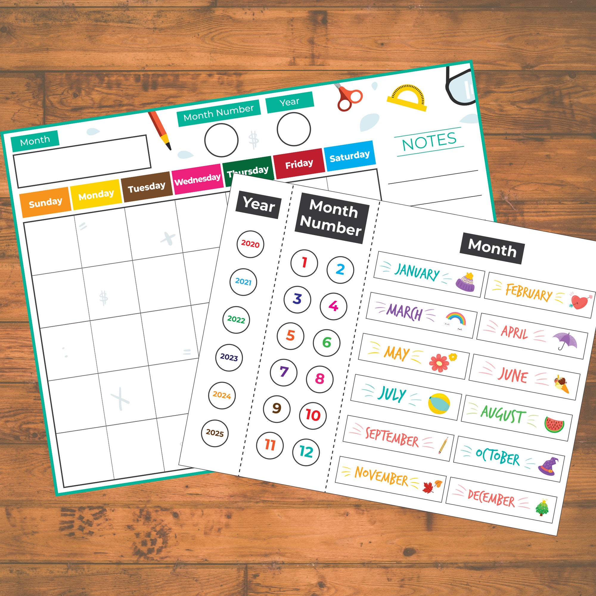 Kids Monthly Calendar Homeschool Calendar Activity Chart | Etsy