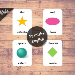 Shapes SPANISH Flash Cards | English Bilingual Cards | Geometric Shapes ...