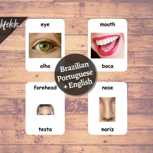 Body Parts (real) | Brazilian PORTUGUESE | English Bilingual Cards | 24 ...