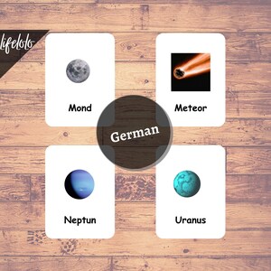 Solar System - German Flash Cards | Montessori Cards | German Printable ...