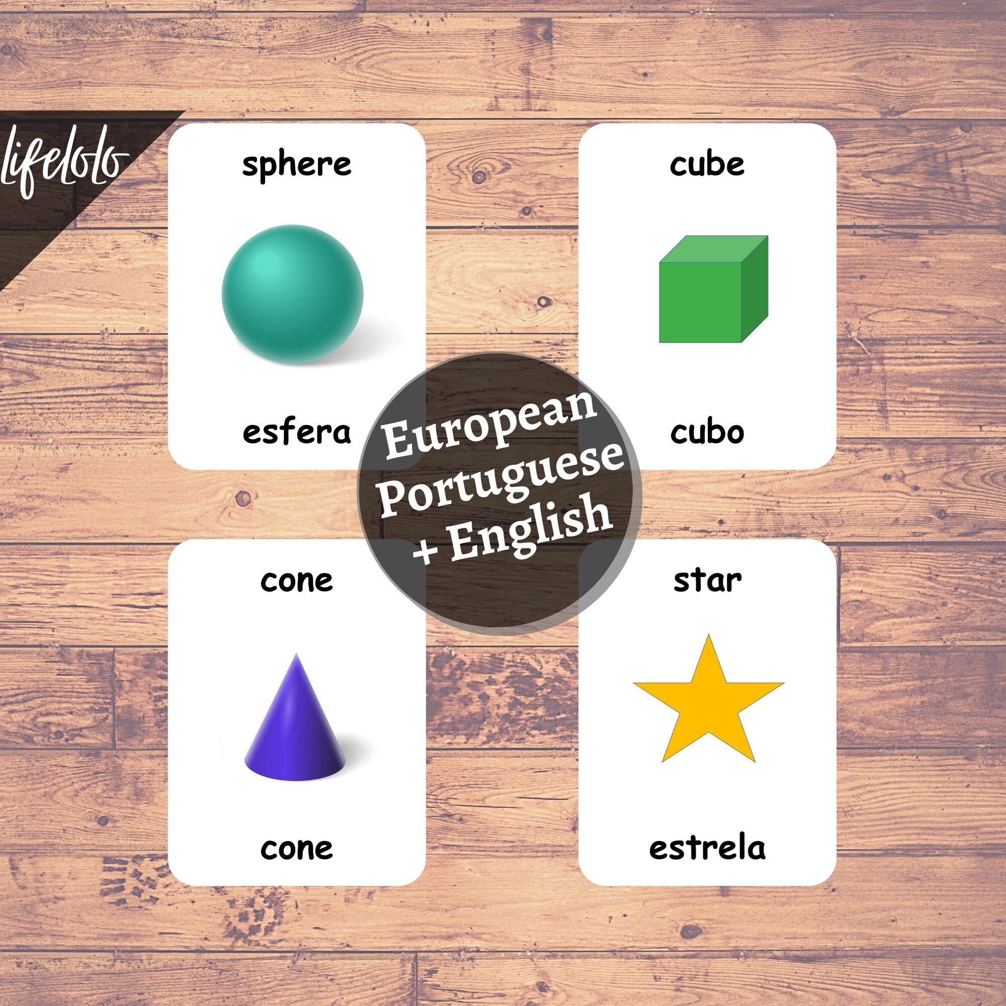 Shapes EUROPEAN PORTUGUESE Flash Cards | English Bilingual Cards ...