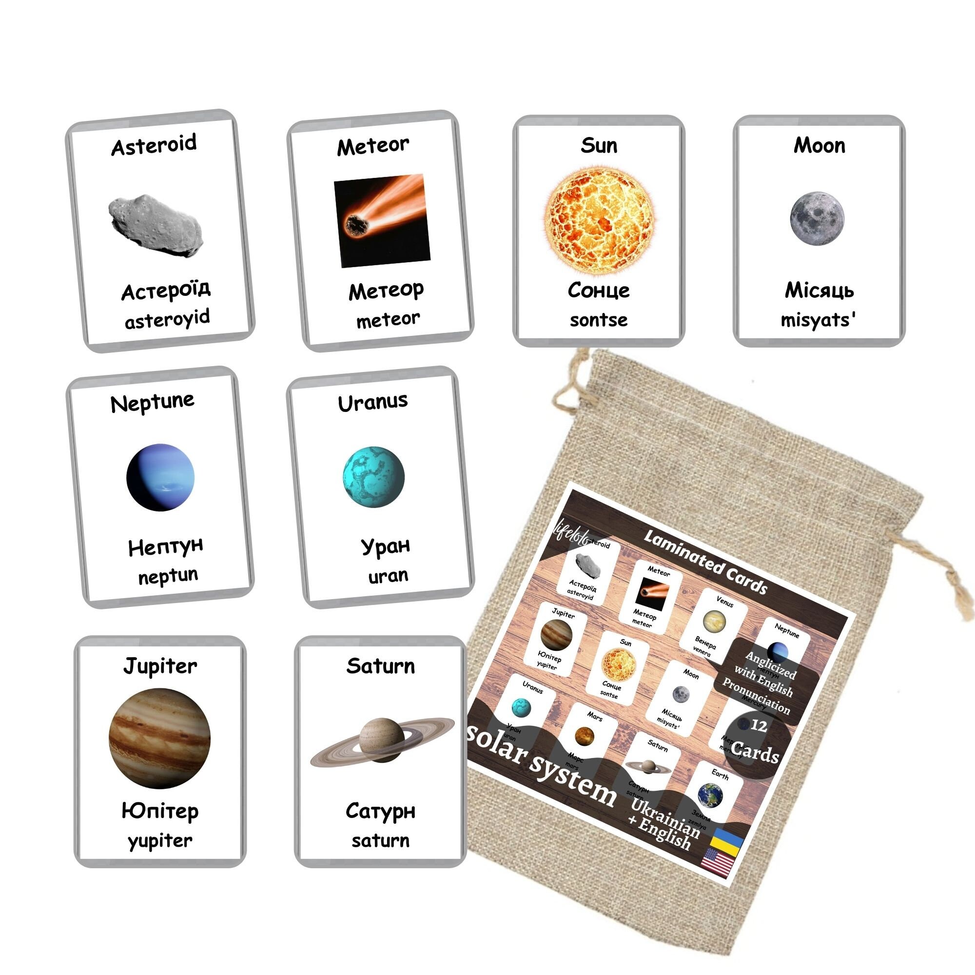 Ukrainian Flash Cards, Printed Laminated Flashcards in Ukrainian and ...