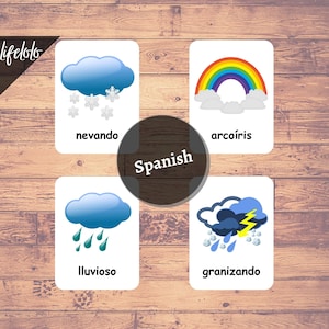 Weather Cards in SPANISH | Spanish Flash Cards | English Bilingual ...