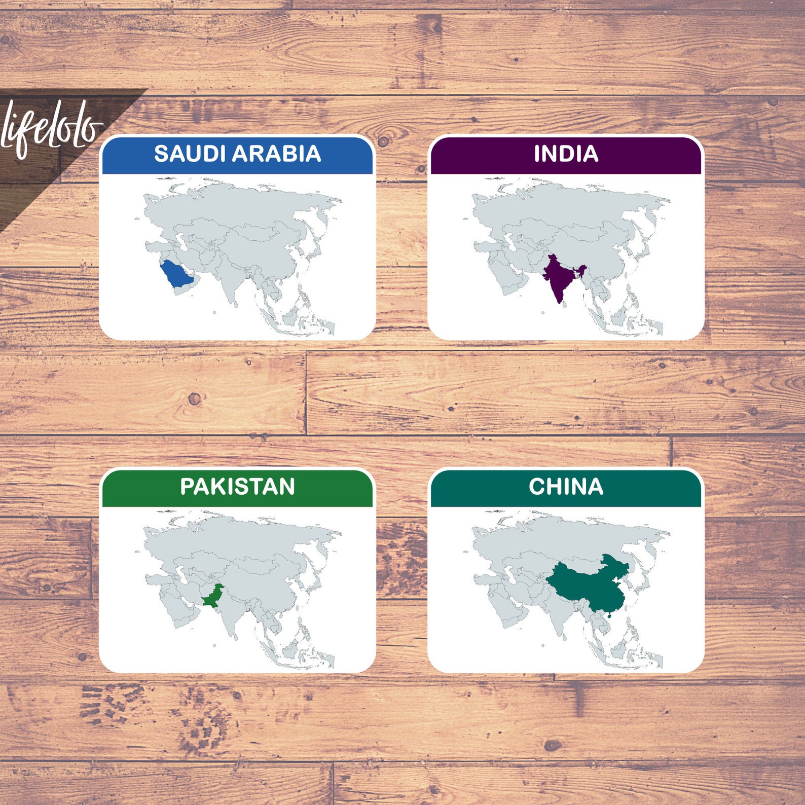 ASIA Map Flash Cards Montessori Cards Three Part Cards - Etsy