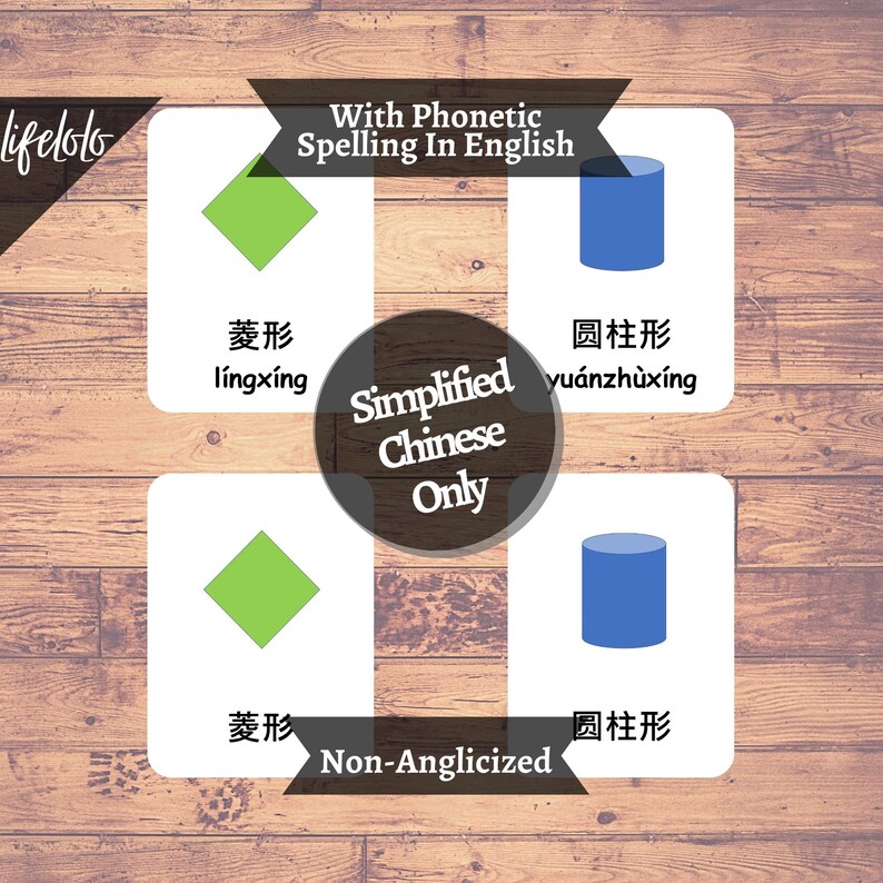 Shapes SIMPLIFIED CHINESE Flash Cards English Bilingual - Etsy