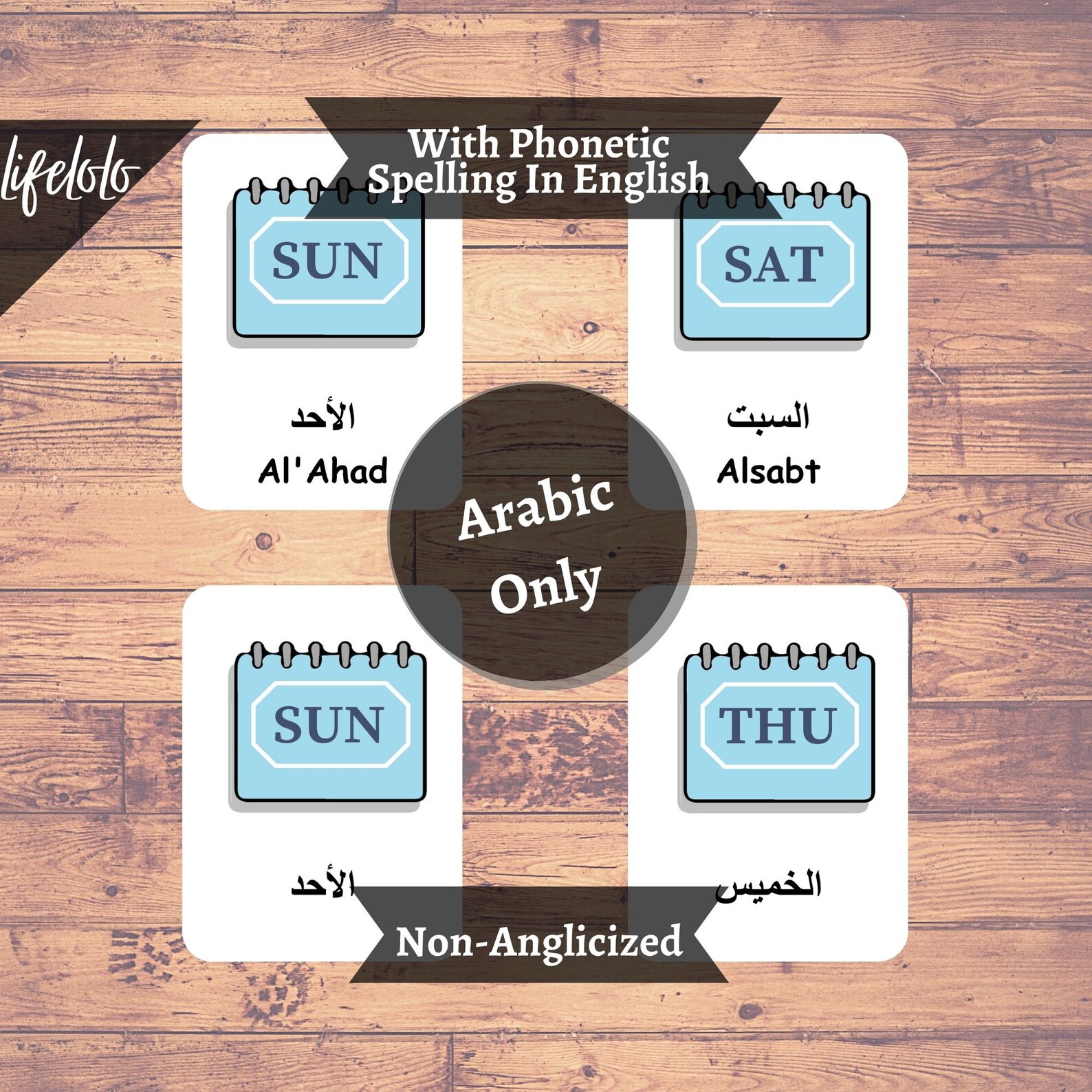 Days of the Week ARABIC English Bilingual Cards 12 - Etsy Canada