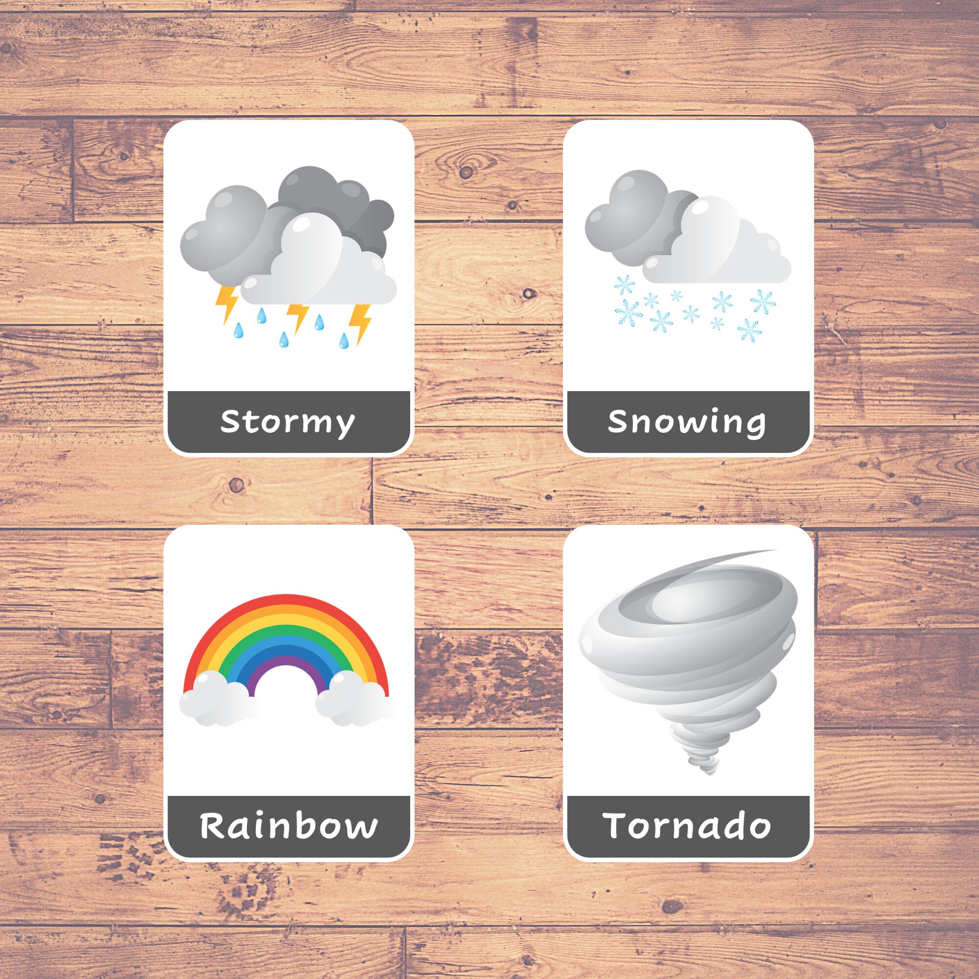 Weather 18 Cards Flashcards Montessori Homeschooling | Etsy