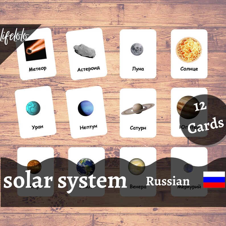 Solar System - RUSSIAN Flash Cards | Montessori Cards | Russian ...