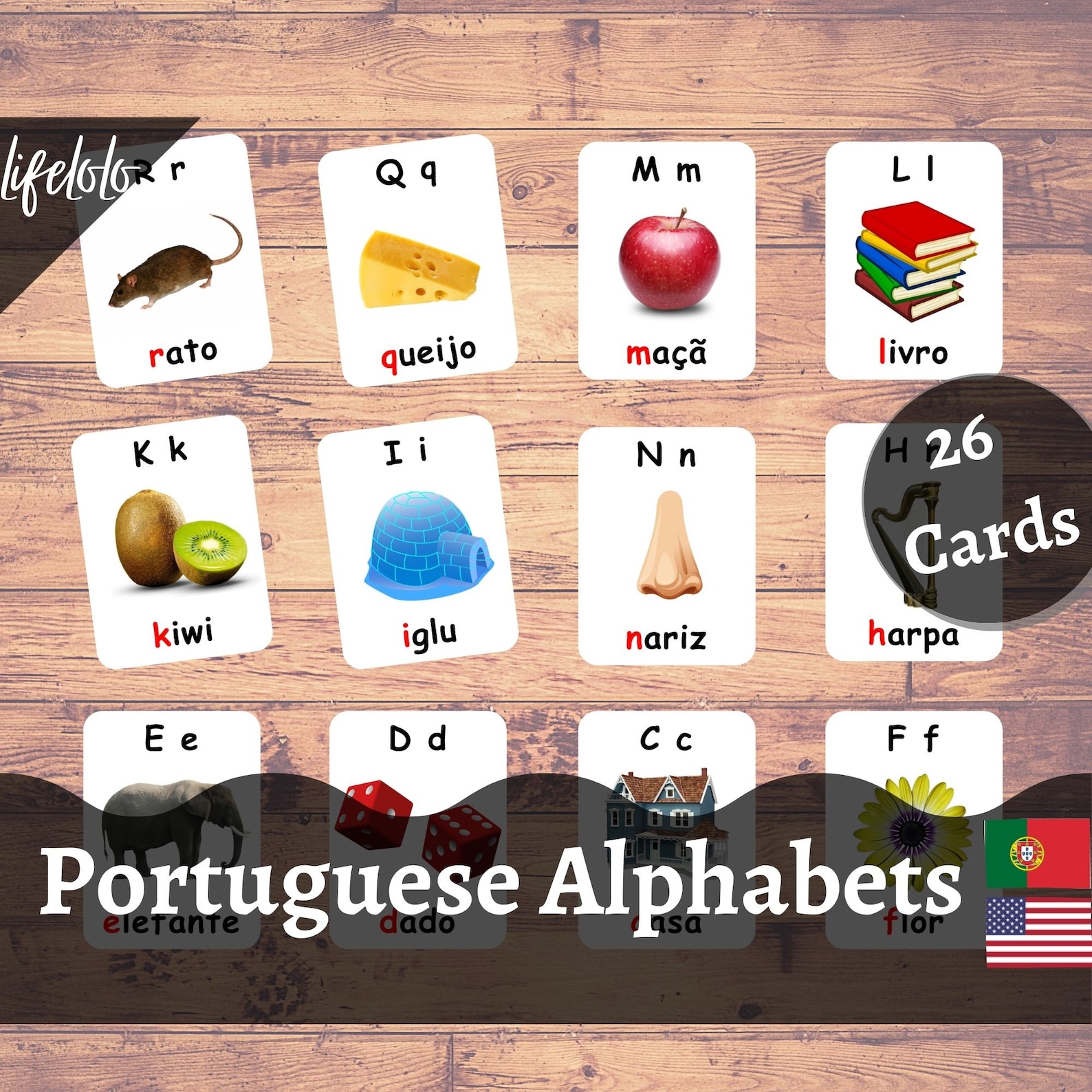 Portuguese Laminated Flash Cards Handmade Flash Cards | Etsy