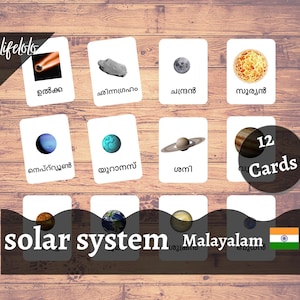 Solar System - MALAYALAM Flash Cards | Montessori Cards | Malayalam ...