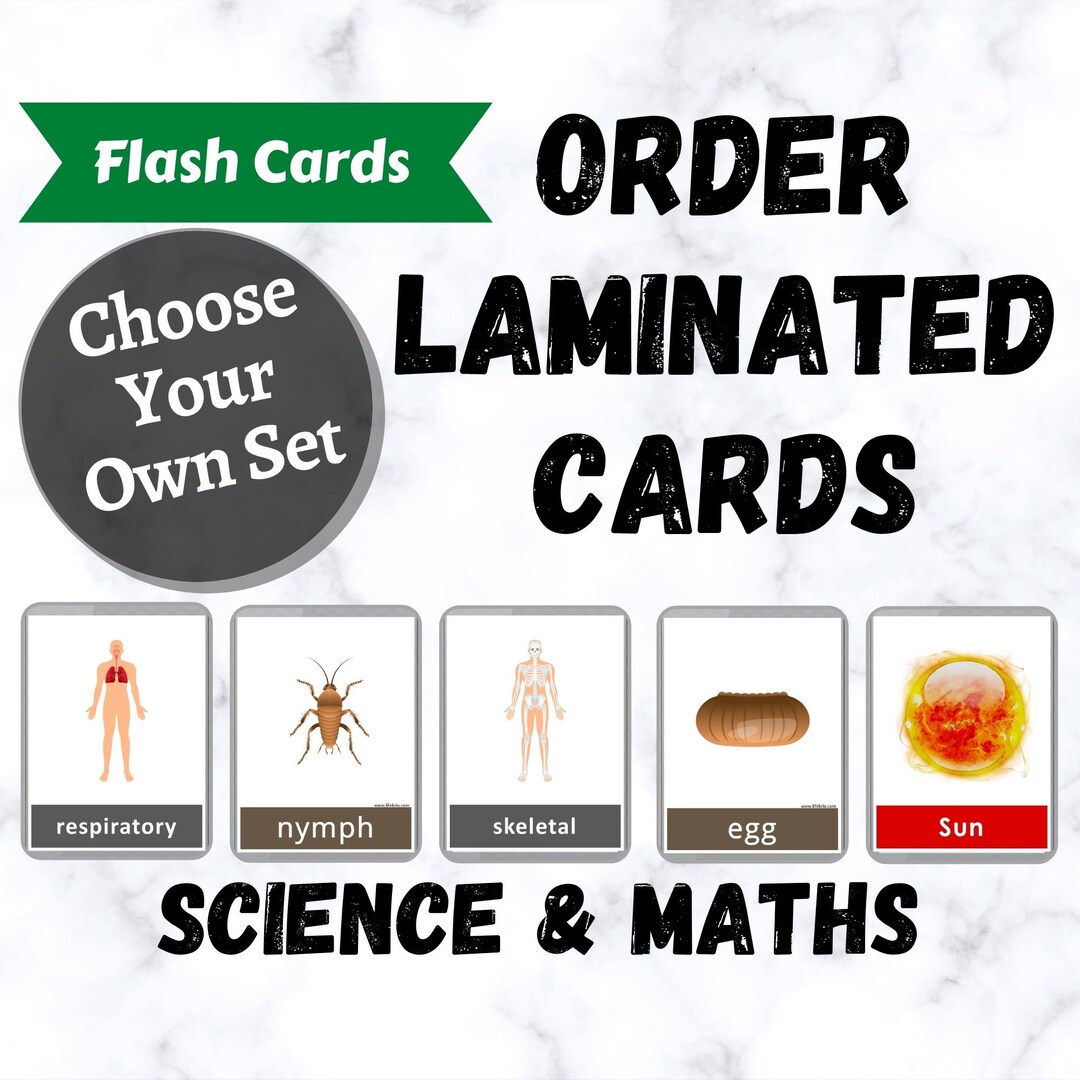 Printed Laminated Cards | Math Laminated Flashcards | Science Laminated ...