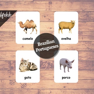 Farm Animals | Brazilian PORTUGUESE | English Bilingual Cards | 27 ...